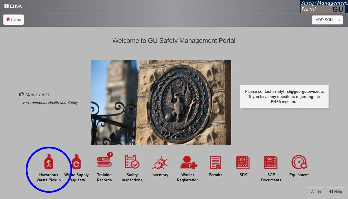 GU Safety Management Portal - Waste Pickup Request - Office of ...